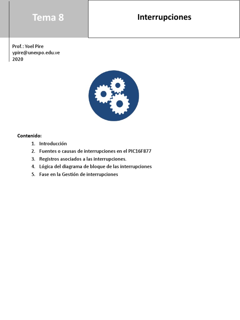 Tema 8. Interrupciones | PDF | Microcontrolador | Unidad Central de procesamiento
