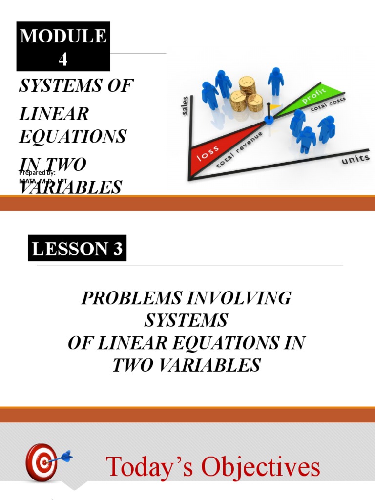 Lesson 3 Problems Involving Systems of Linear Equaitons in Two Variables | PDF