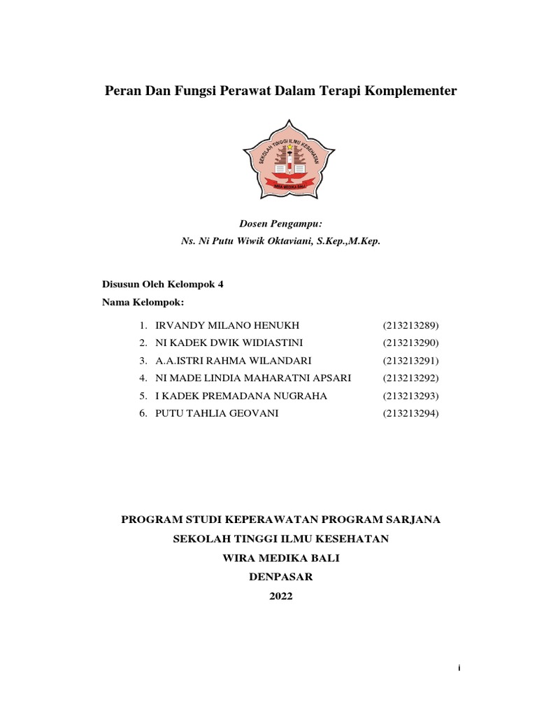 TEMU 2 Peran Dan Fungsi Perawat Dalam Terapi Komplementer KLMK 4 | PDF | Kesehatan Holistik ...