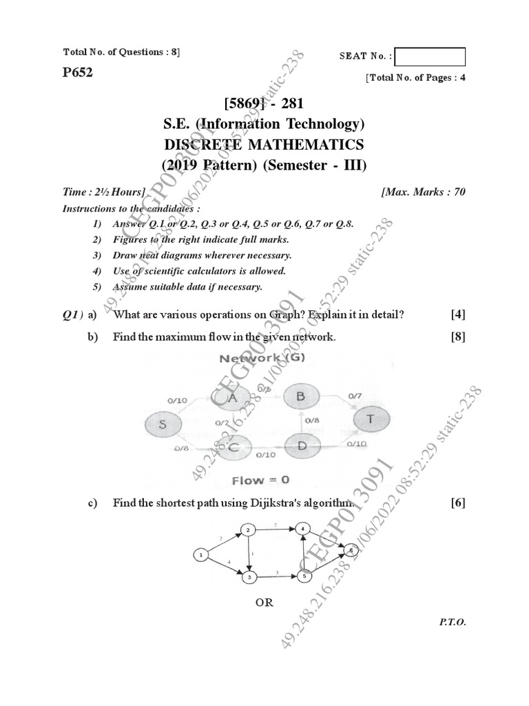 Discrete Mathematics: Shortest Paths, Graph Operations, and Relation ...