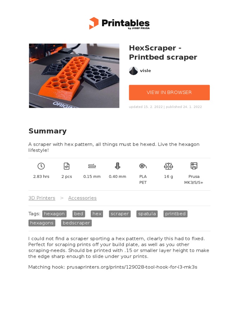 Hexscraper Printbed Scraper | PDF