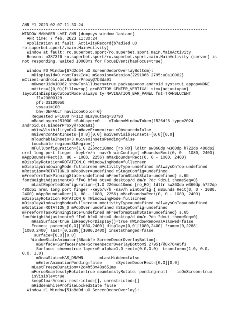 Dumpsys ANR WindowManager | PDF | Desktop Environment | Software