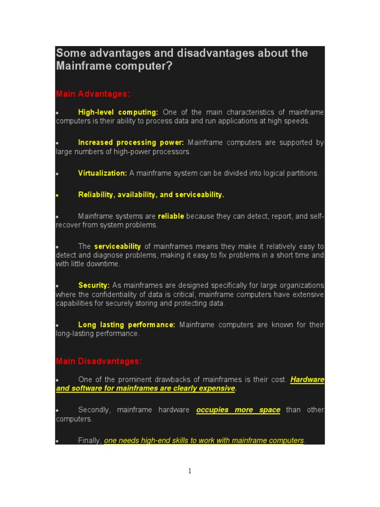 MSC - DMFH - Session3 (2) - Advantage and Disadvange of Mainframe Computer | PDF | Computers