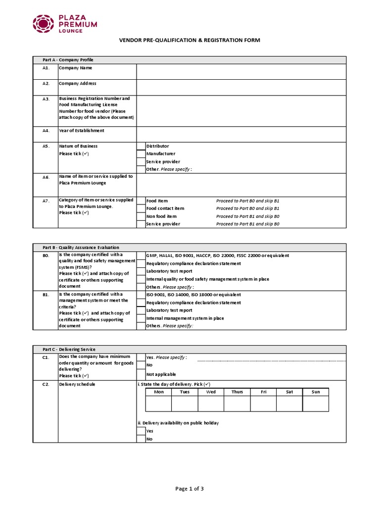 Vendor Pre-Qualification Form | PDF | Business