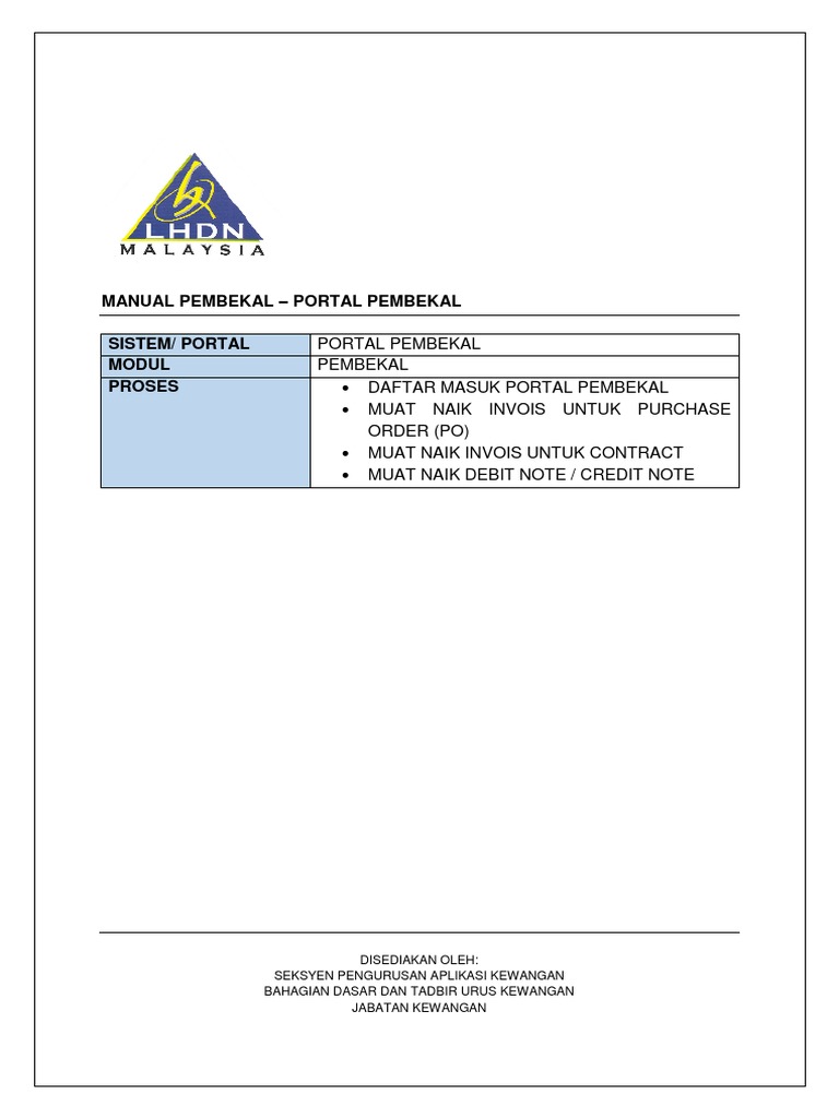 Manual Pembekal Portal Pembekal | PDF