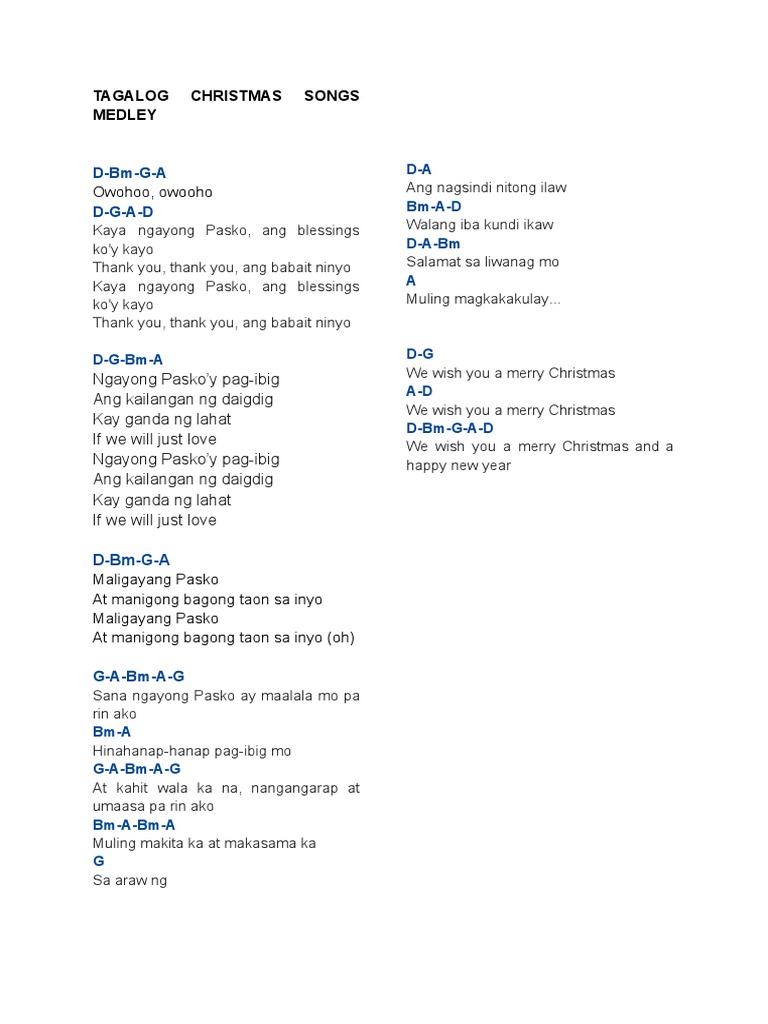 Tagalog Christmas Songs Medley | PDF