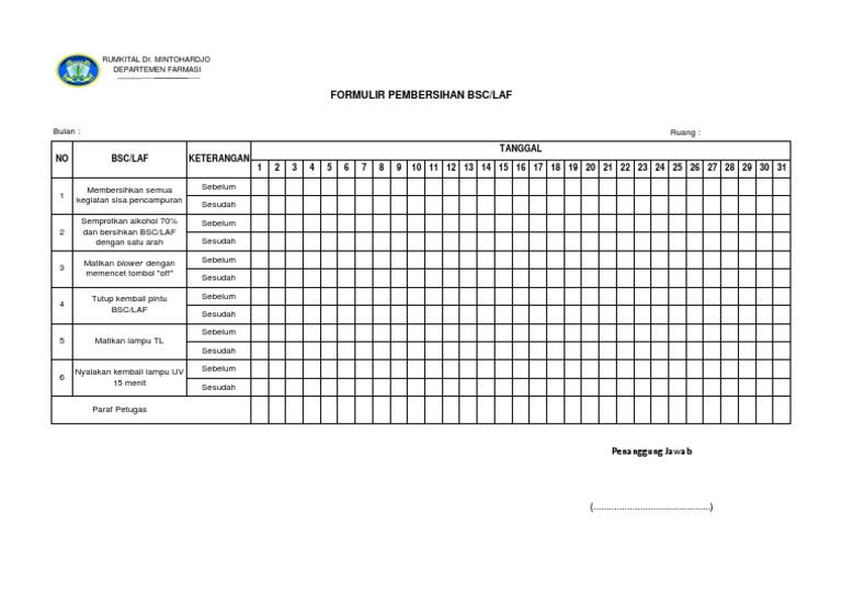 Formulir Pembersihan BSC/LAF | PDF