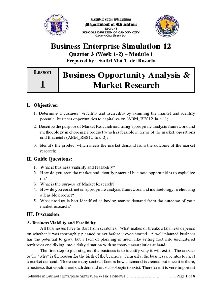 BES-Q3-Wk1&2-Module1-Market Research-For QA | PDF | Market Segmentation ...
