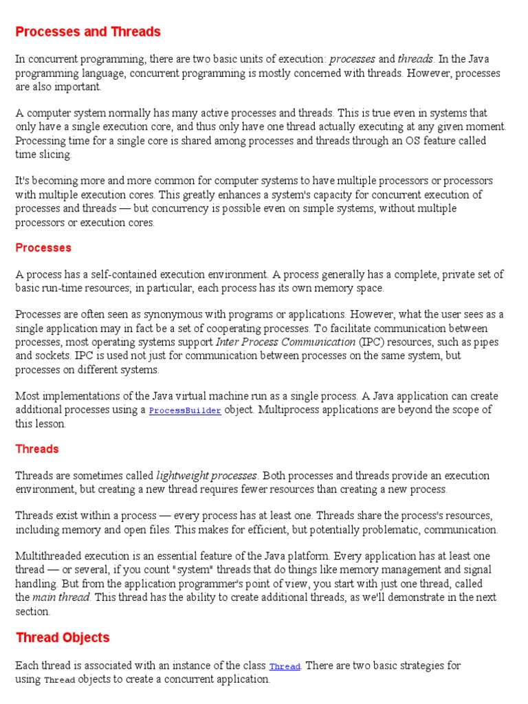 Processes and Threads | PDF | Process (Computing) | Method (Computer Programming)