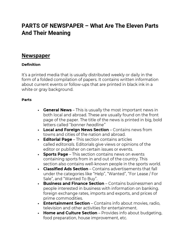 COMM202 - UNIT 1 Newspaper | PDF | News | Newspapers