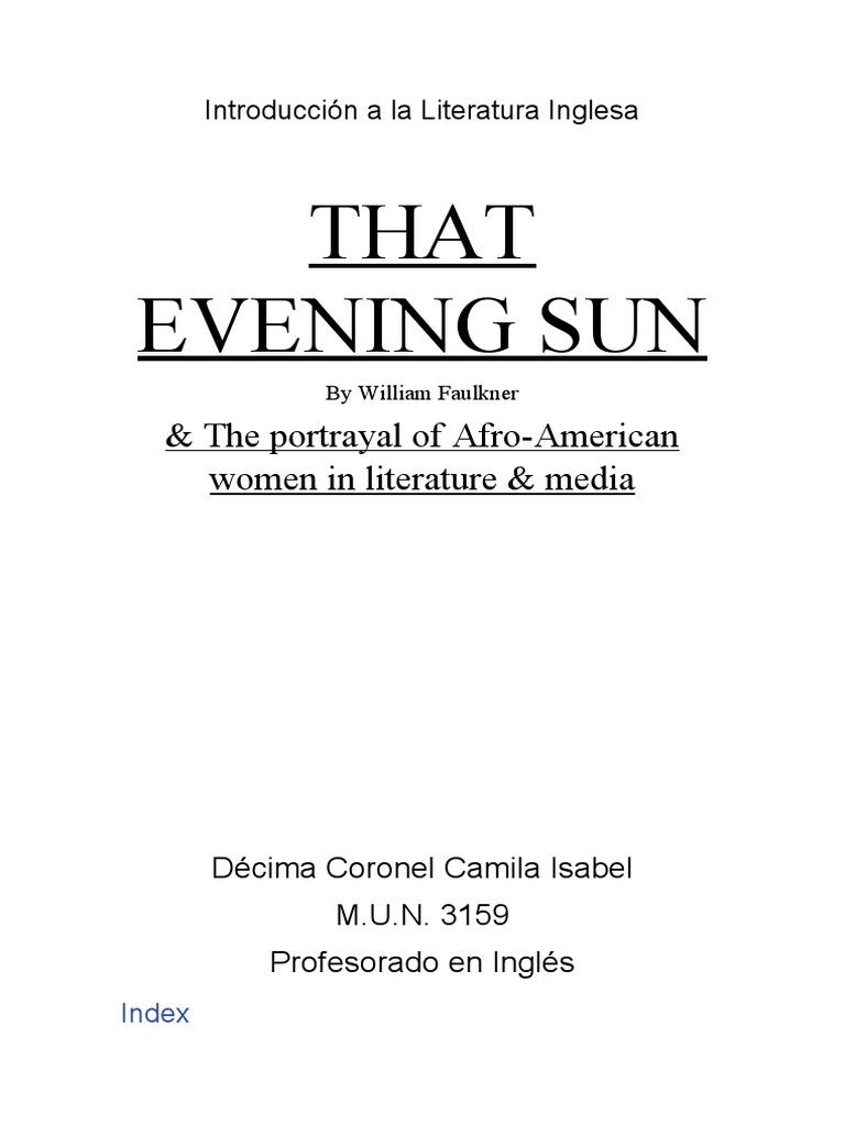 That Evening Sun PAPER | PDF