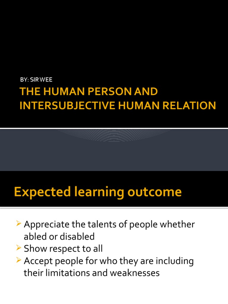 The Human Person and Intersubjective Human Relation | PDF ...