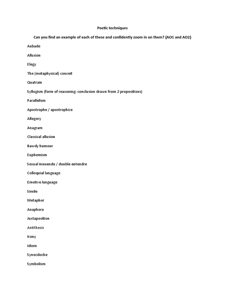 Comprehensive Poetic Techniques Guide | PDF | Poetry