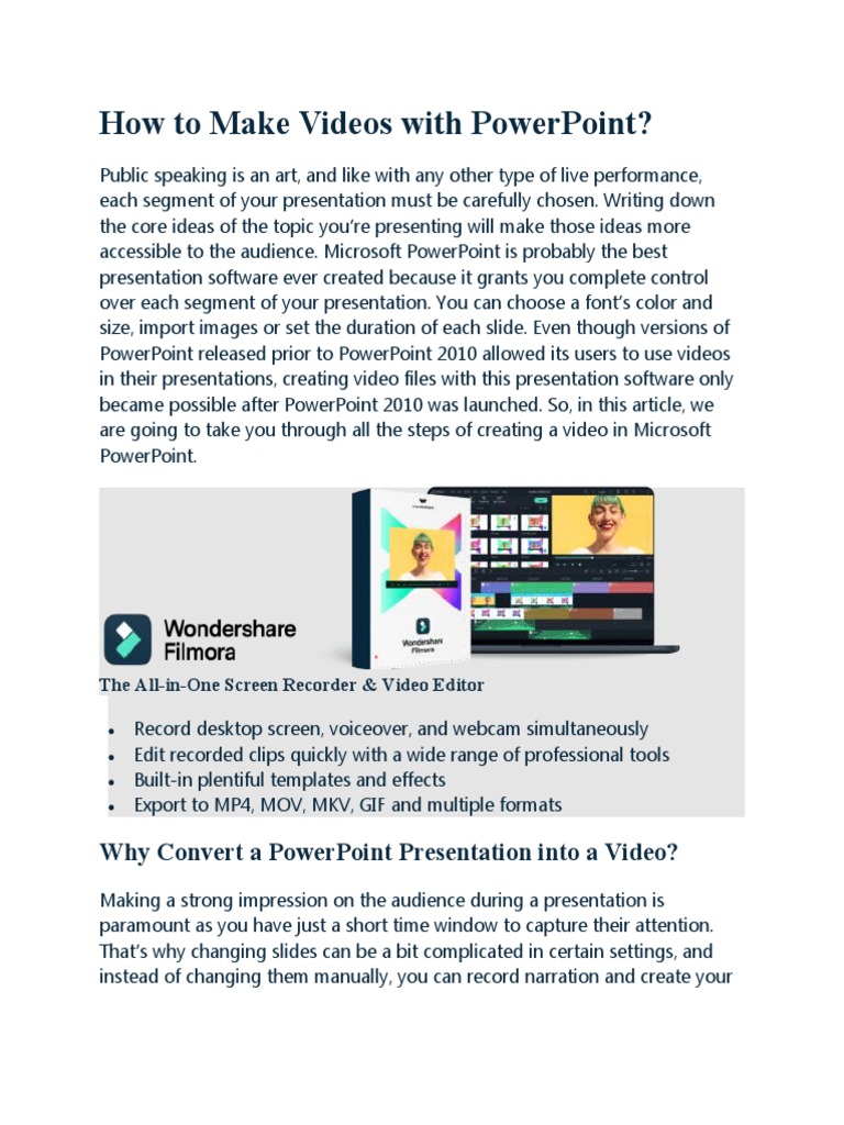 How To Make Videos With PowerPoint | PDF | Microsoft Power Point | You Tube