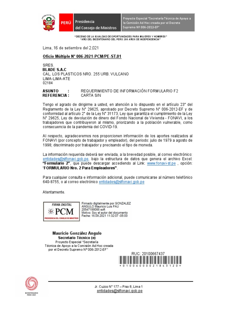 Oficio_multiple_006-2021-184.Pdf | PDF