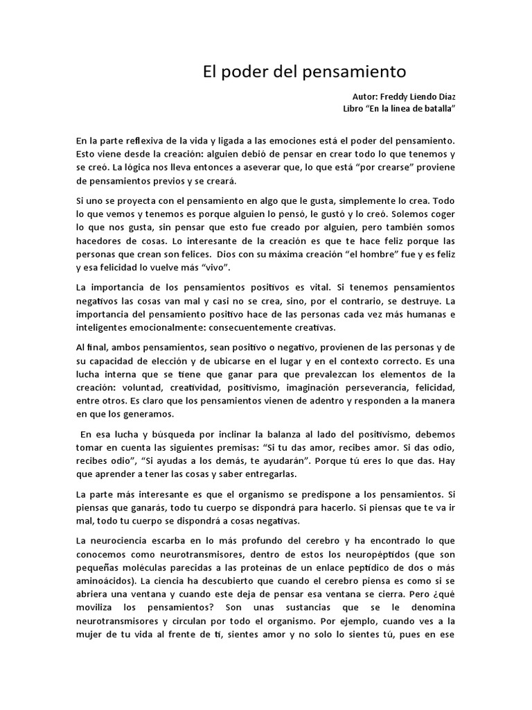 El Poder Del Pensamiento | PDF