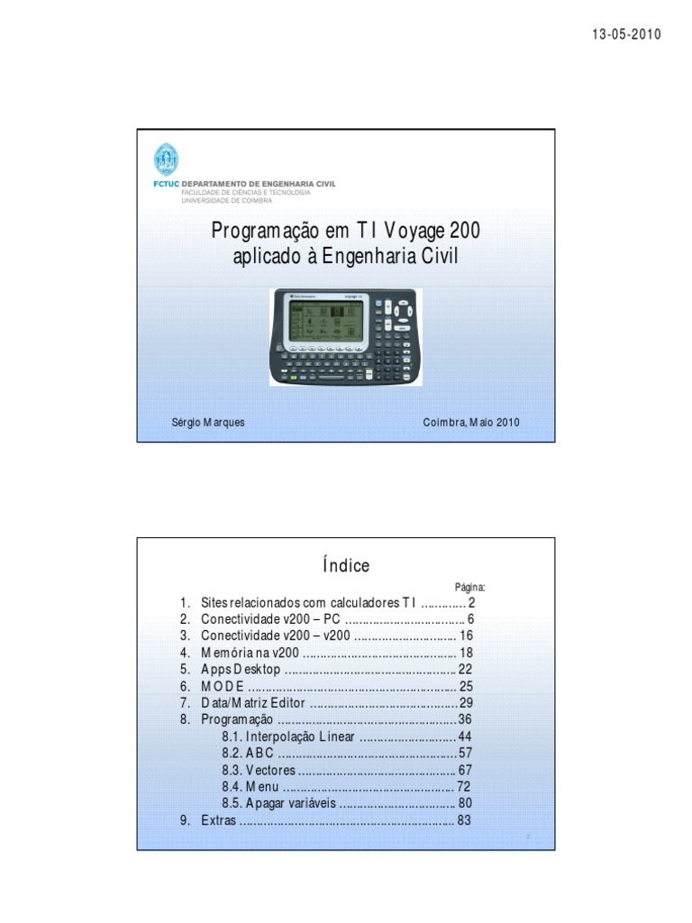 Programação em TI Voyage 200 Aplicado À Engenharia | PDF | PCs ...