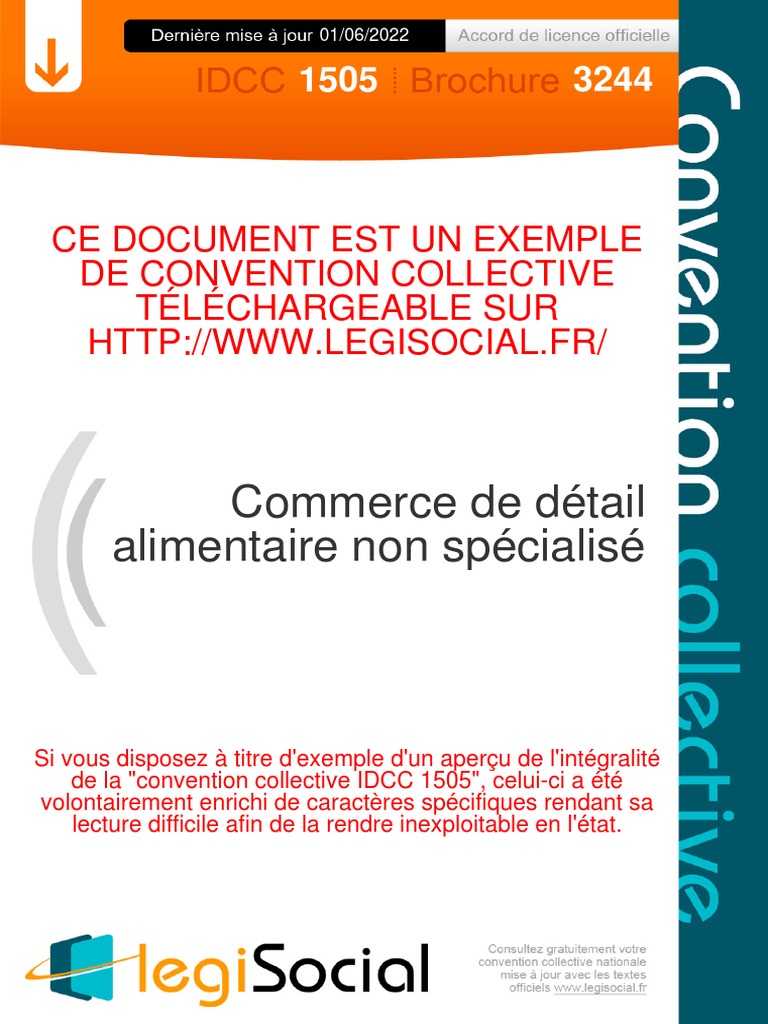 Commerce de Détail Alimentaire Non Spécialisé: Ce Document Est Un Exemple de Convention ...