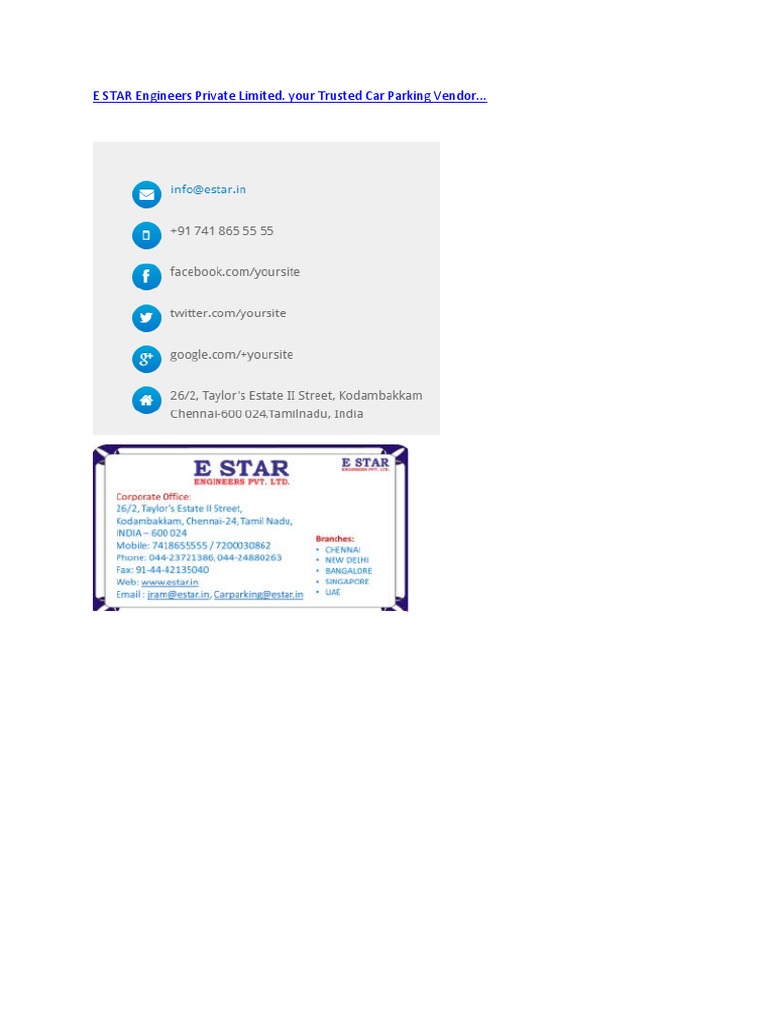 E STAR Engineers Private Limited | PDF