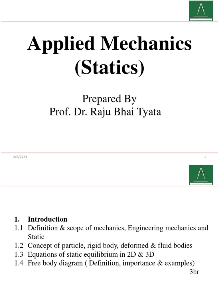 Applied-Mechanics L1 | PDF | Force | Mechanics
