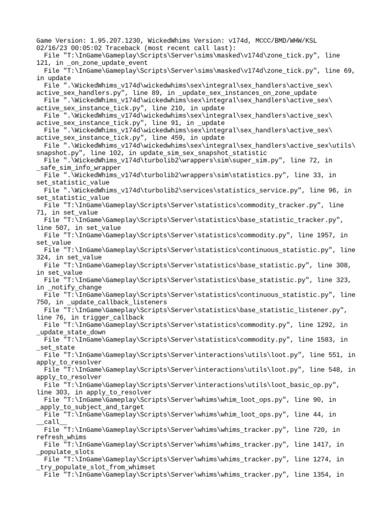 WickedWhims v174d Exception | PDF | Computing | Software