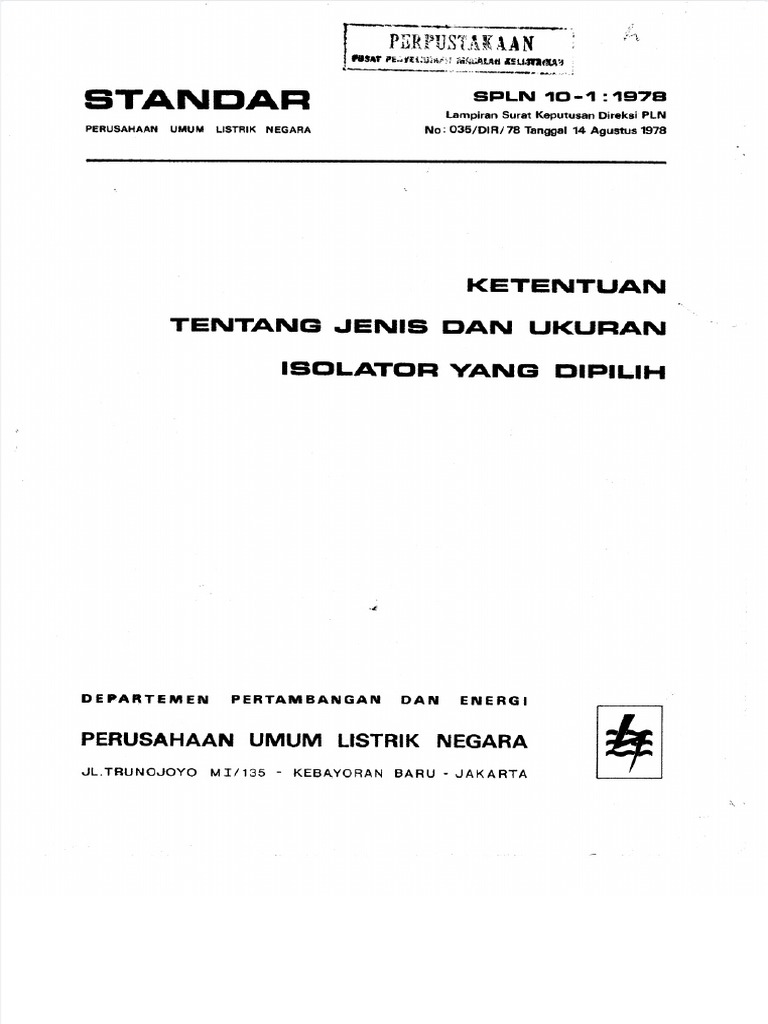 Dokumen - Tips - SPLN 10 1 1978ketentuan Dan Jenis Isolator Yg Dipilih | PDF