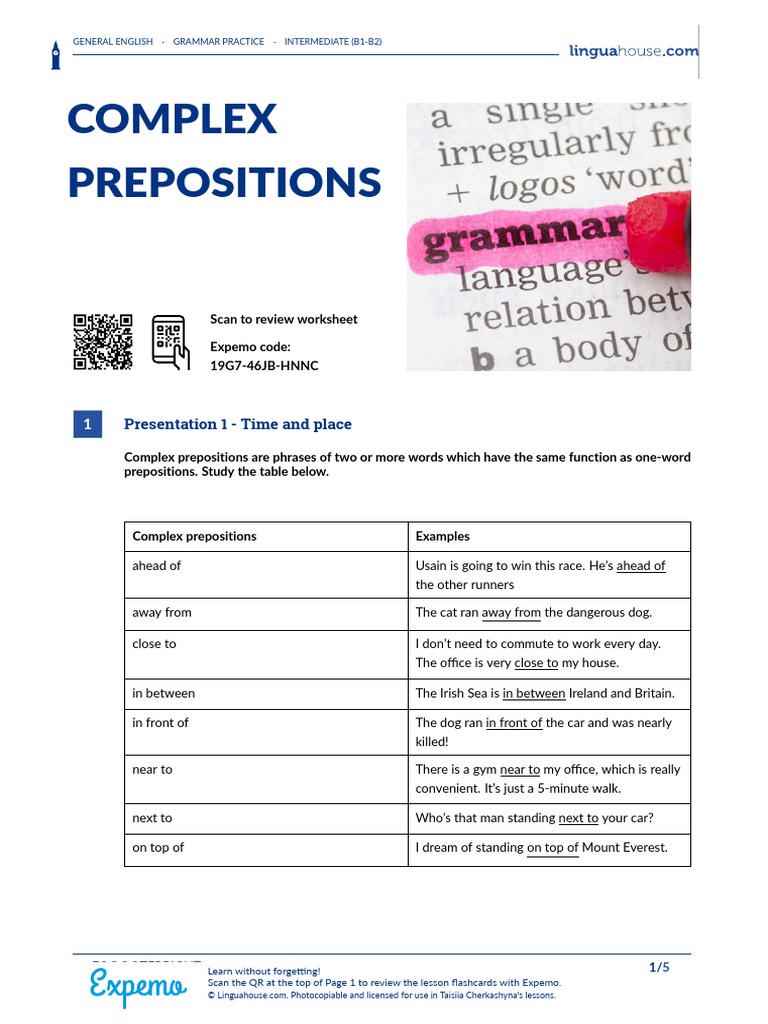 Complex Prepositions British English Student | PDF | English Language ...