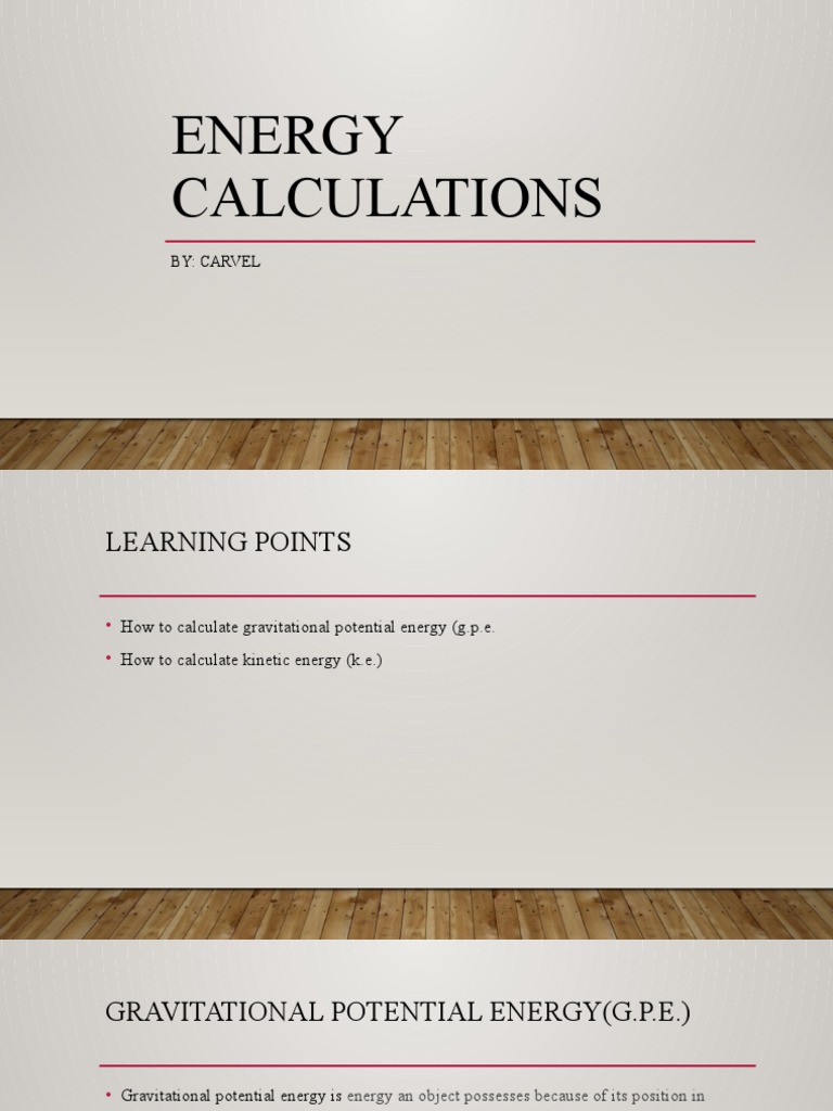 Physics Chapter 6.4 Energy Calculations | PDF | Potential Energy ...