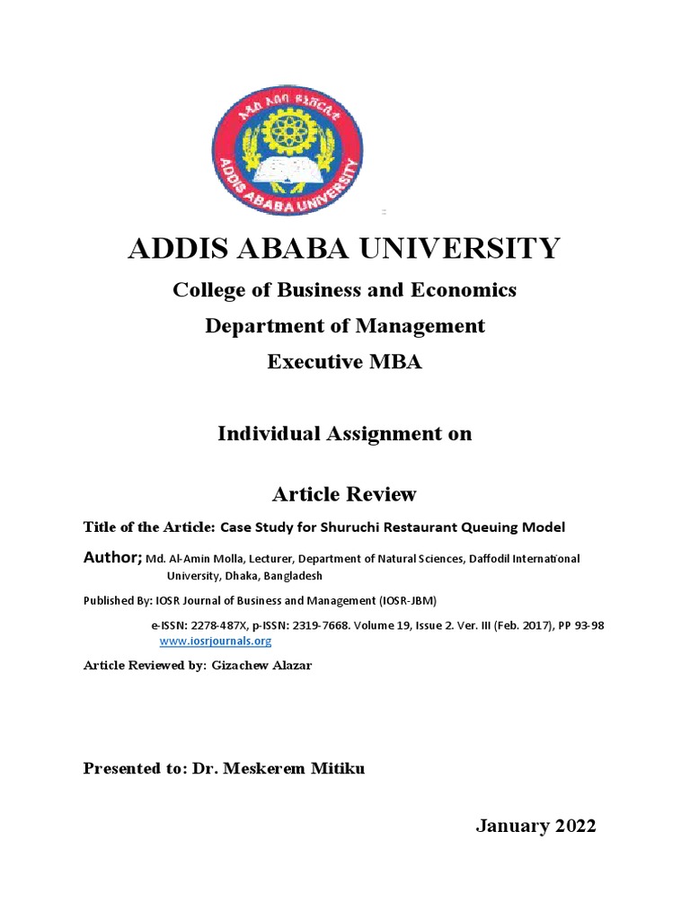 Analysis of Queuing Dynamics and Service Quality at Shuruchi Restaurant through Application of ...