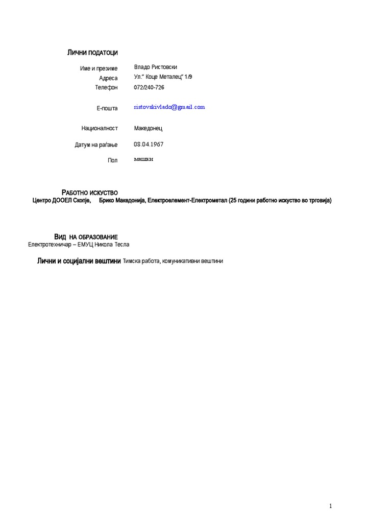 3 Obrazec Za CV | PDF