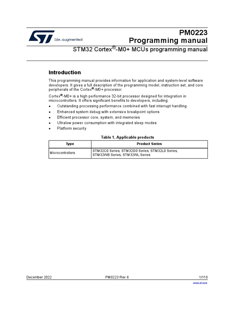 Pm0223 Stm32 Cortexm0 Mcus Programming Manual Stmicroelectronics Pdf Microcontroller