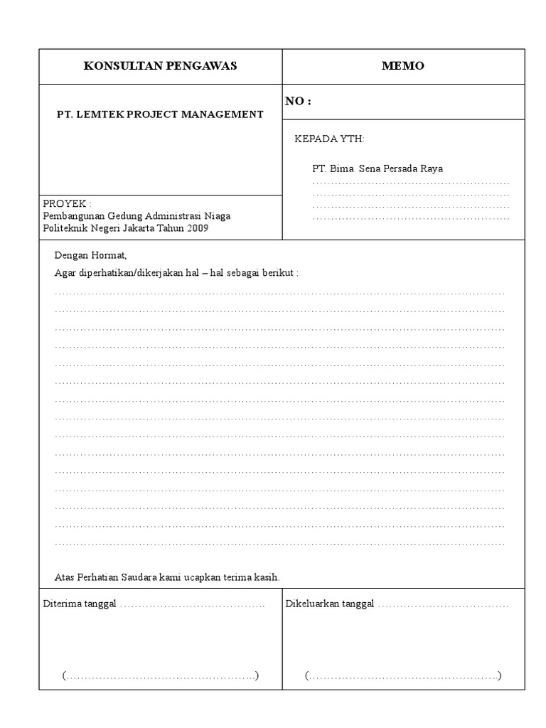 Contoh Form Memo LPM | PDF