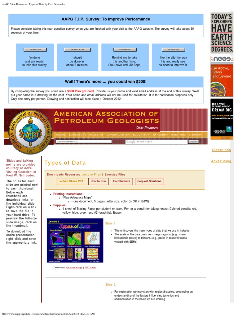 AAPG Slides - Lecture-3 - Types of Data - by Fred Schroeder. | PDF ...
