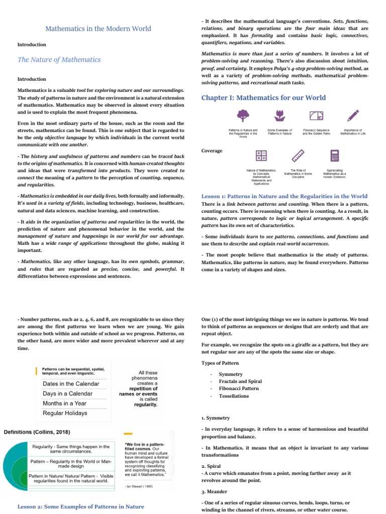 Mathematics in The Modern World | PDF | Pattern | Mathematics