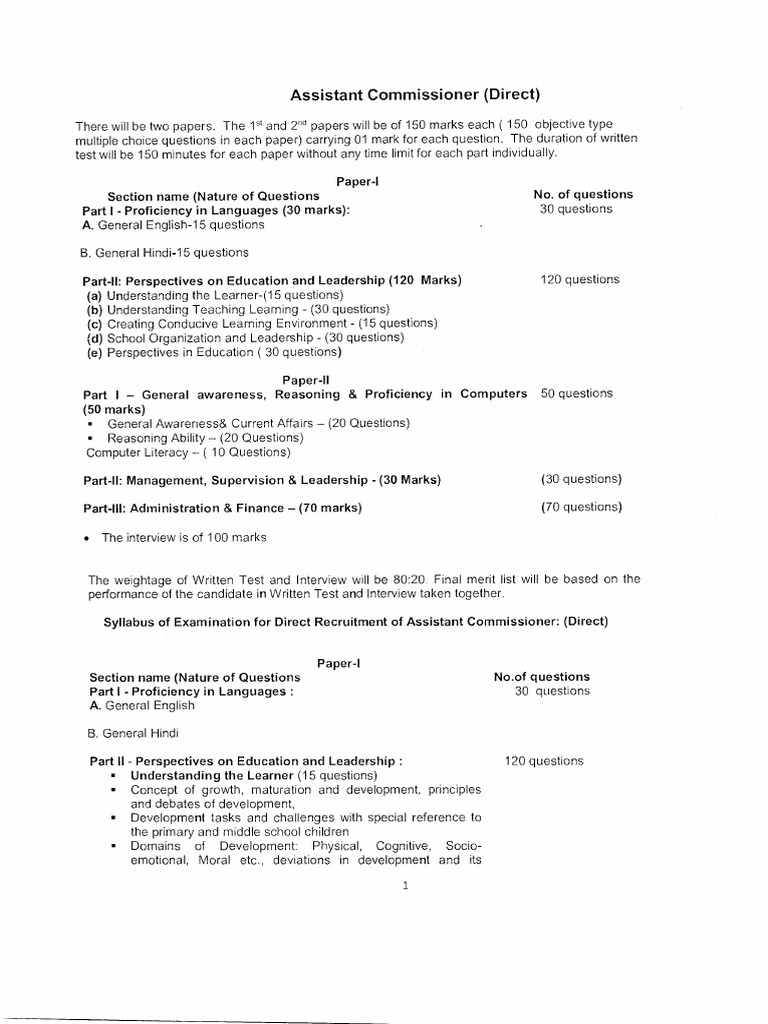 Assistant Commissioner (Direct) | PDF | Educational Technology ...