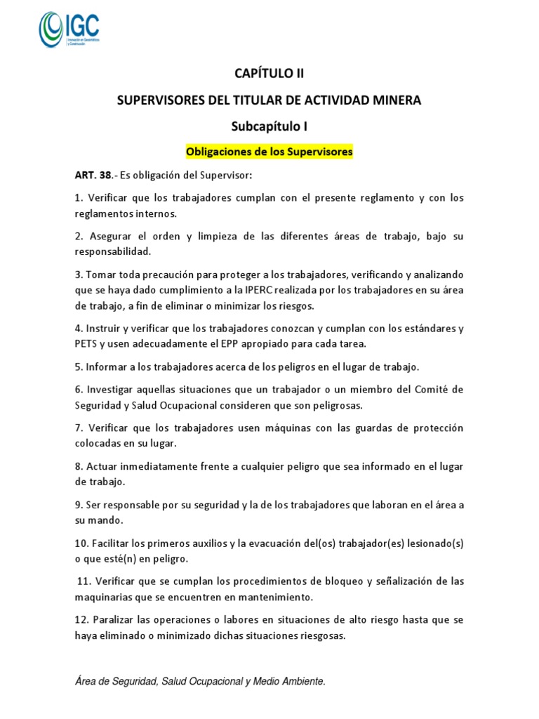 Derechos y Obligaciones Según El DS-024-2016 | PDF | Seguridad y salud ocupacional