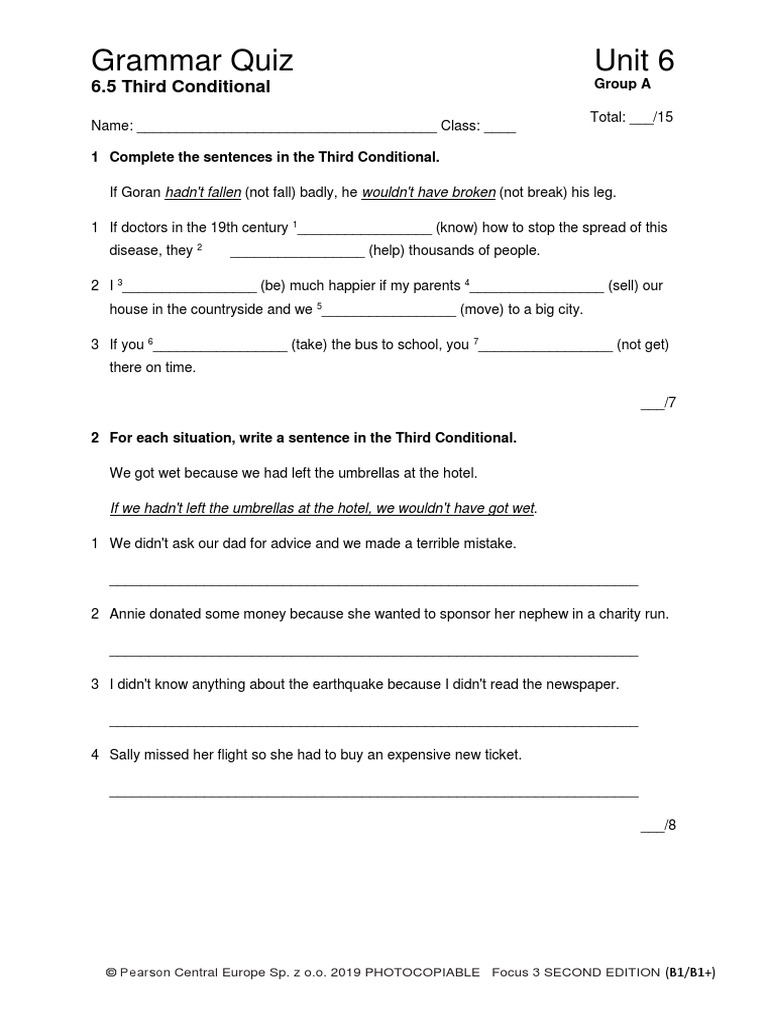 Focus3 2E Grammar Quiz Unit6.5 GroupA | PDF