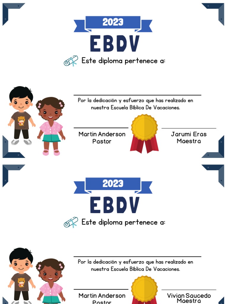 Diploma EBDV 2023 para Niños | PDF