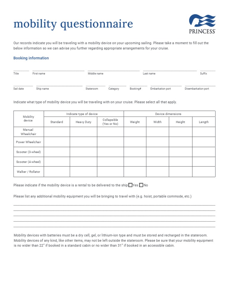 Mobility Form and Information | PDF | Elevator | Wheelchair
