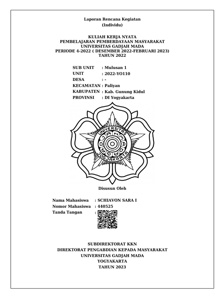 Laporan Rencana Kegiatan KKN | PDF