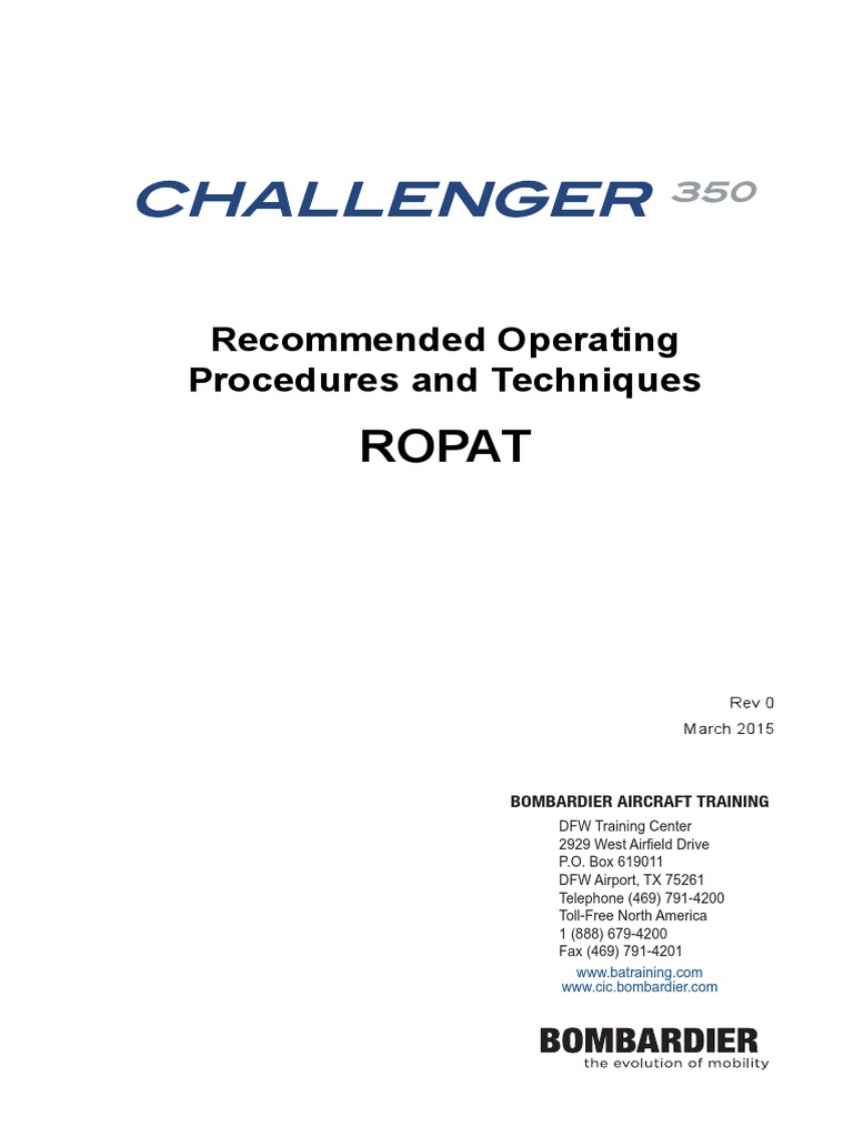 Challenger 350 Recommended Operating Procedures and Techniques | PDF | Takeoff | Transport