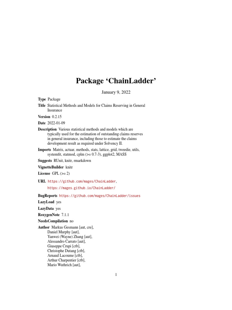 Chain Ladder | PDF | Matrix (Mathematics) | Statistical Theory