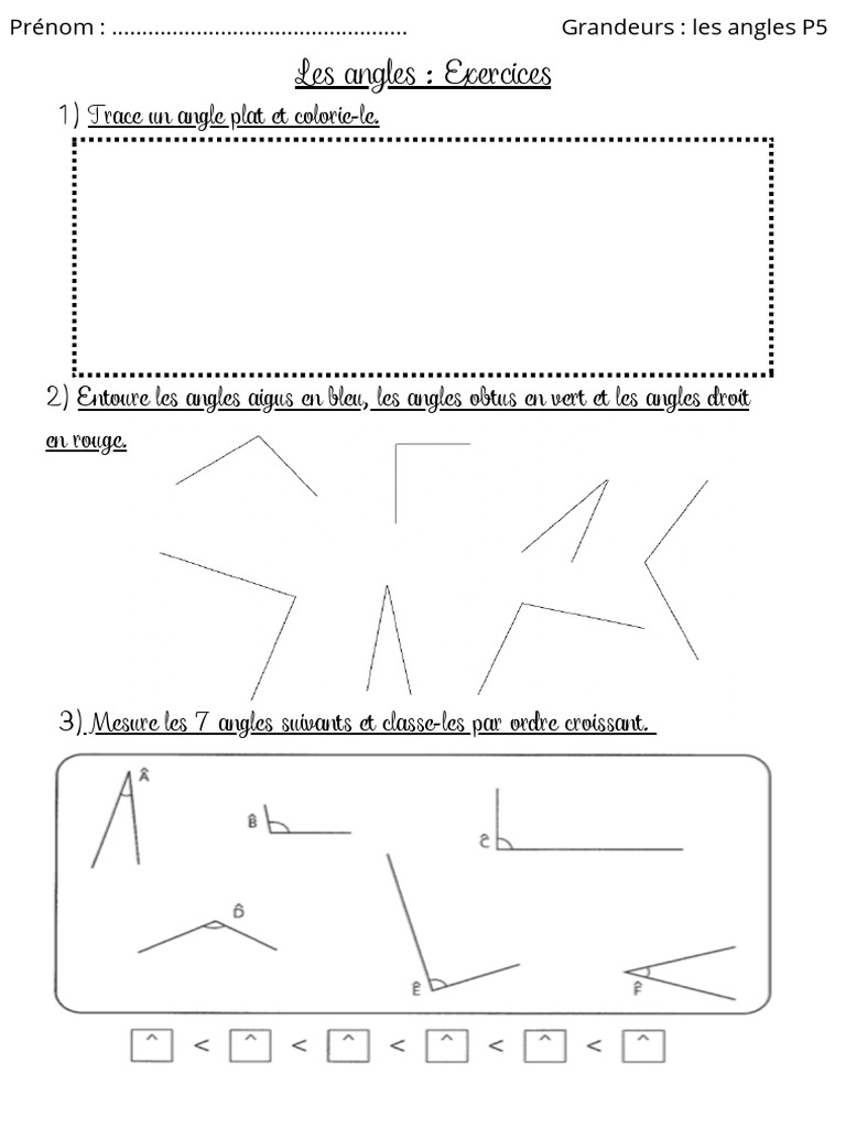Exercices Les Angles P5 | PDF