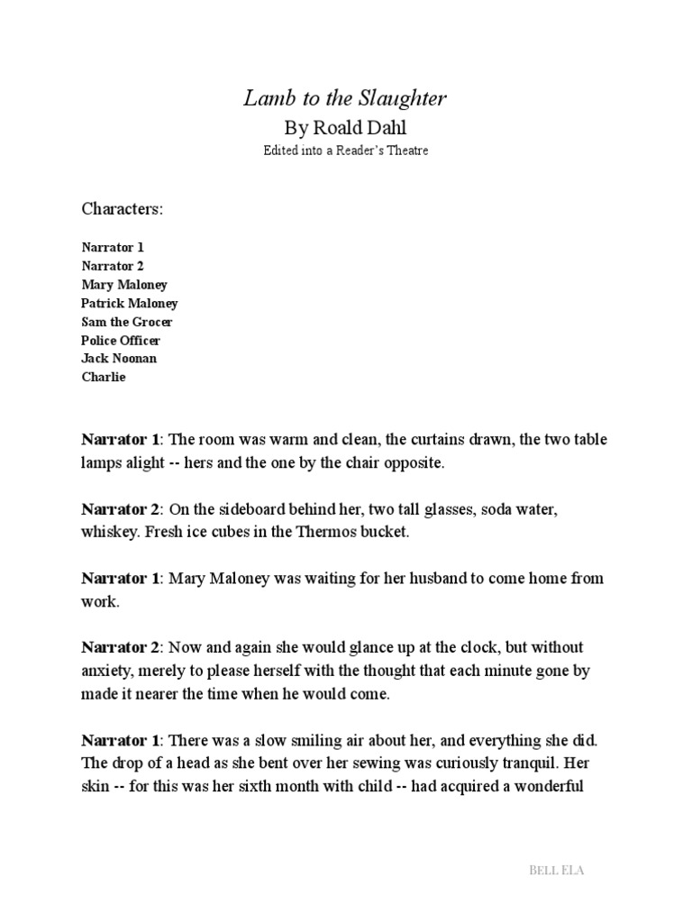 Lamb To The Slaughter: by Roald Dahl | PDF | General Fiction