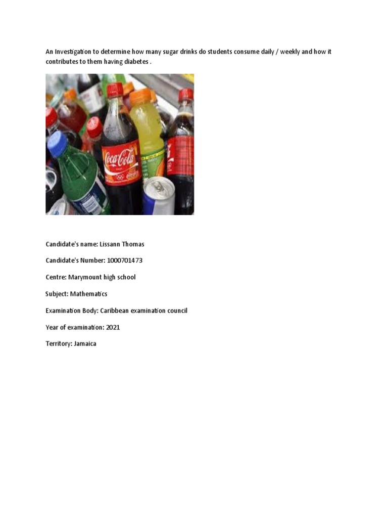 CXC Maths Sba | PDF | Soft Drink | Drink