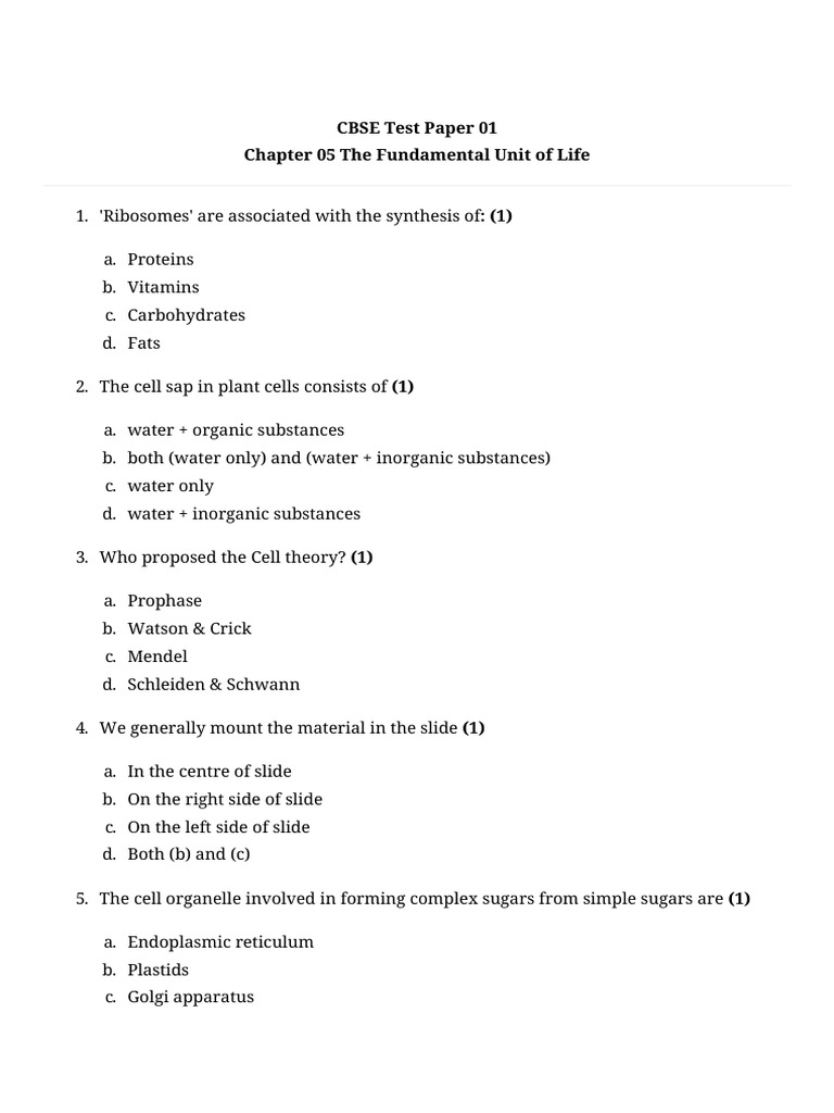 The Fundamental Unit of Life #1 | PDF | Cell (Biology) | Mitosis