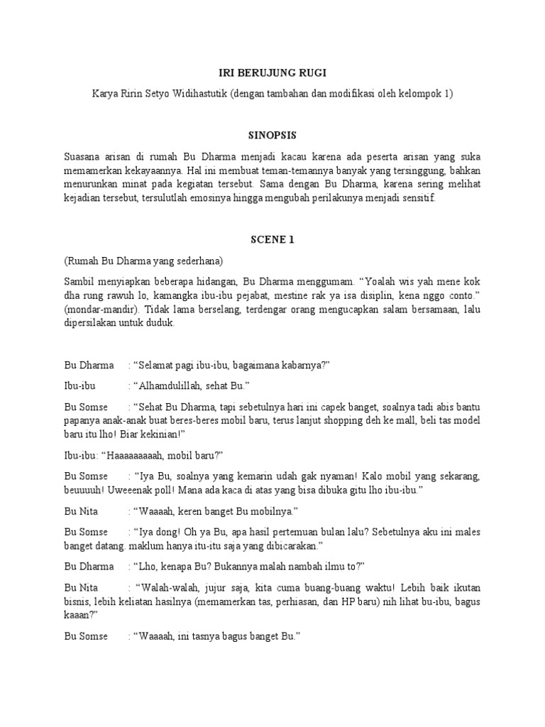 Naskah Kelompok 1 - Iri Berujung Rugi | PDF