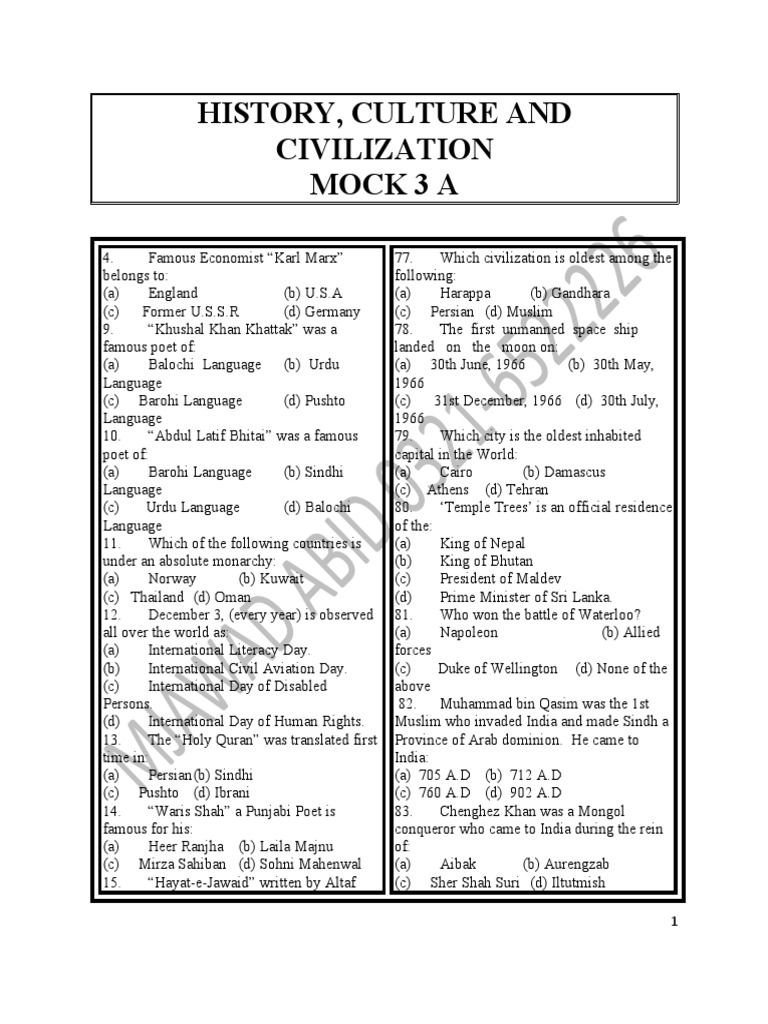 Mock 3a Unolved | PDF | History
