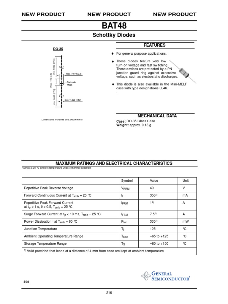 Datasheet of BAT48 | PDF | Diode | Physical Sciences