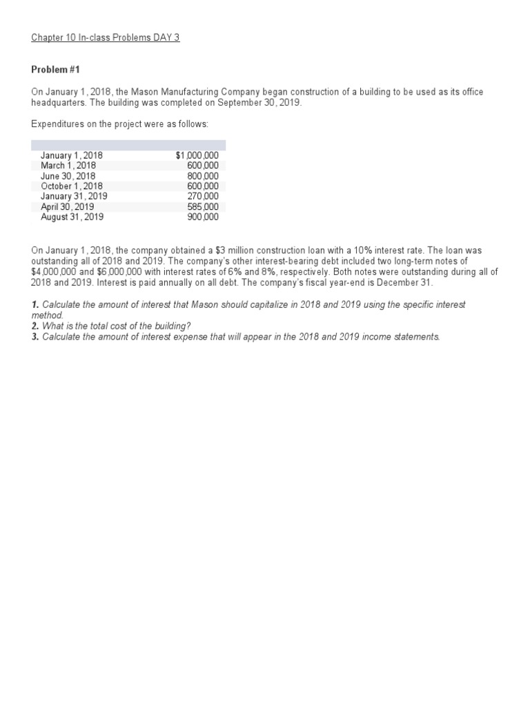 Chapter 10 in Class Problems DAY 3 | PDF | Interest | Expense